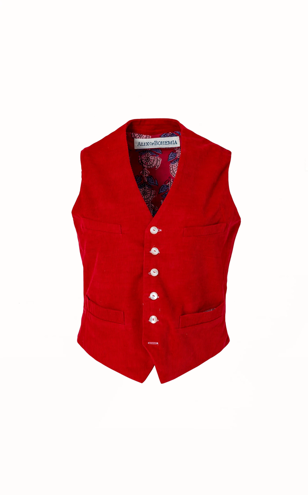 Alix Of Bohemia Wyatt Cord Vest - Ruby | Garmentory