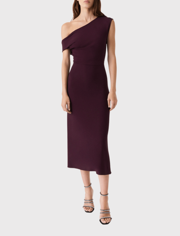 IRO Pilar Off Shoulder Midi Dress - Berry Bordeaux | Garmentory