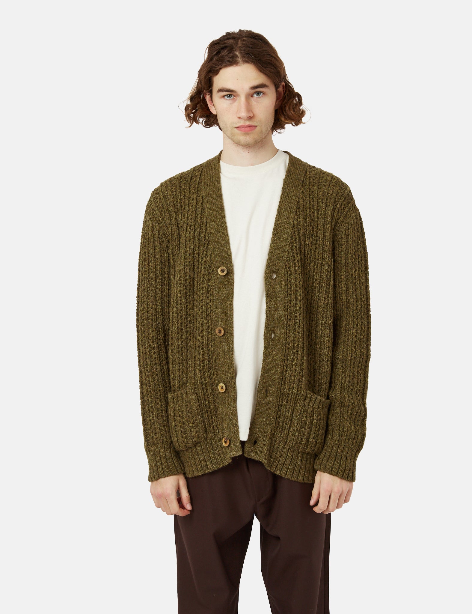 Corridor Braided Cardigan - Army Green | Garmentory