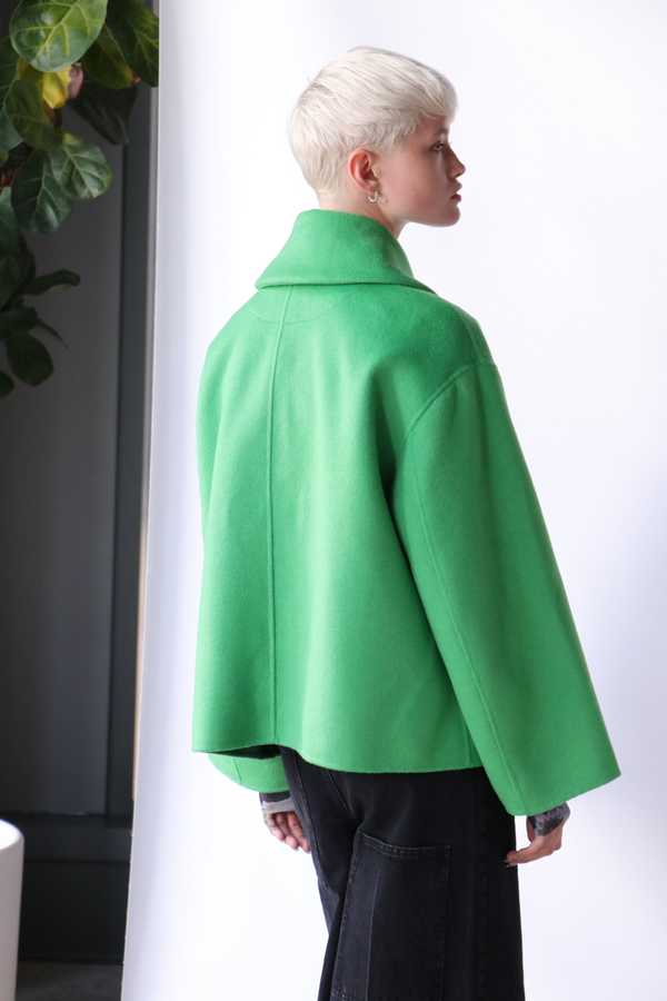 Ganni Wool Wide Collar Jacket - Kelly Green | Garmentory