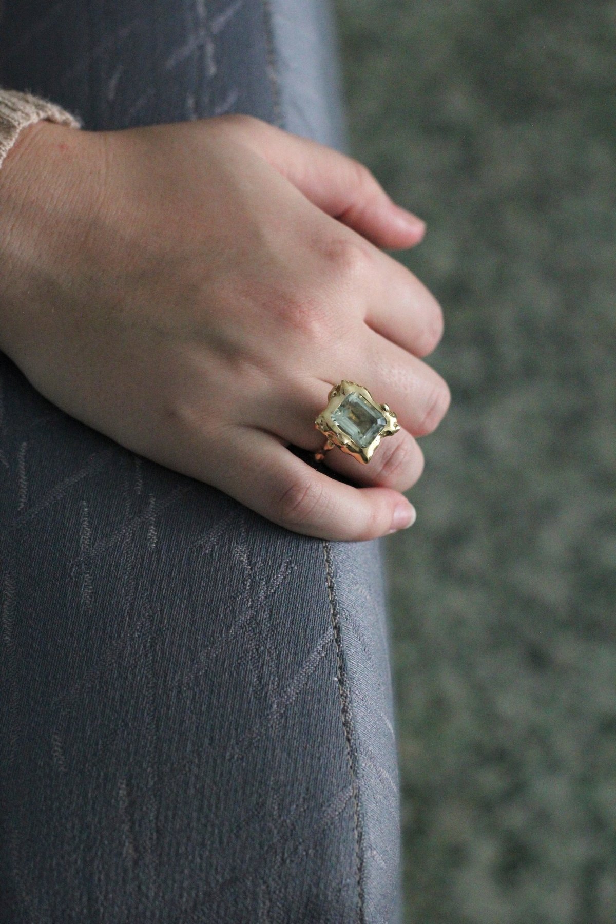 FARIS CORNICE GREEN AMETHYST RING - GOLD | Garmentory