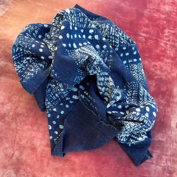 Vintage Made Solid West African Cloth Scarf - Indigo | Garmentory