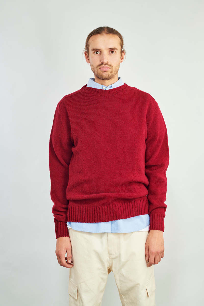Country of Origin Pure New Wool Seamless Crew Red Wine Garmentory