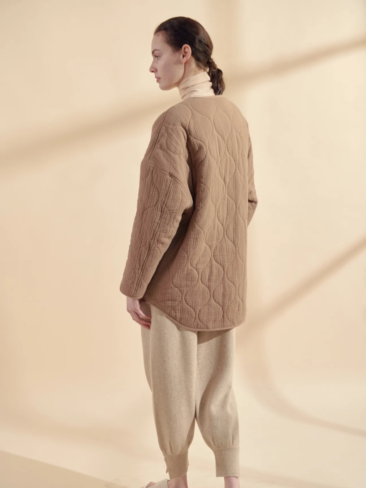 the amente Button Down Quilted Jacket - Brown | Garmentory