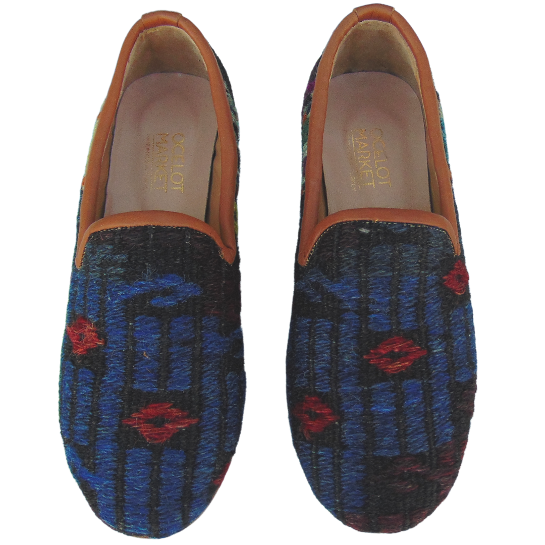 Ocelot Market Mens Turkish Kilim Loafer - Blue/Black | Garmentory