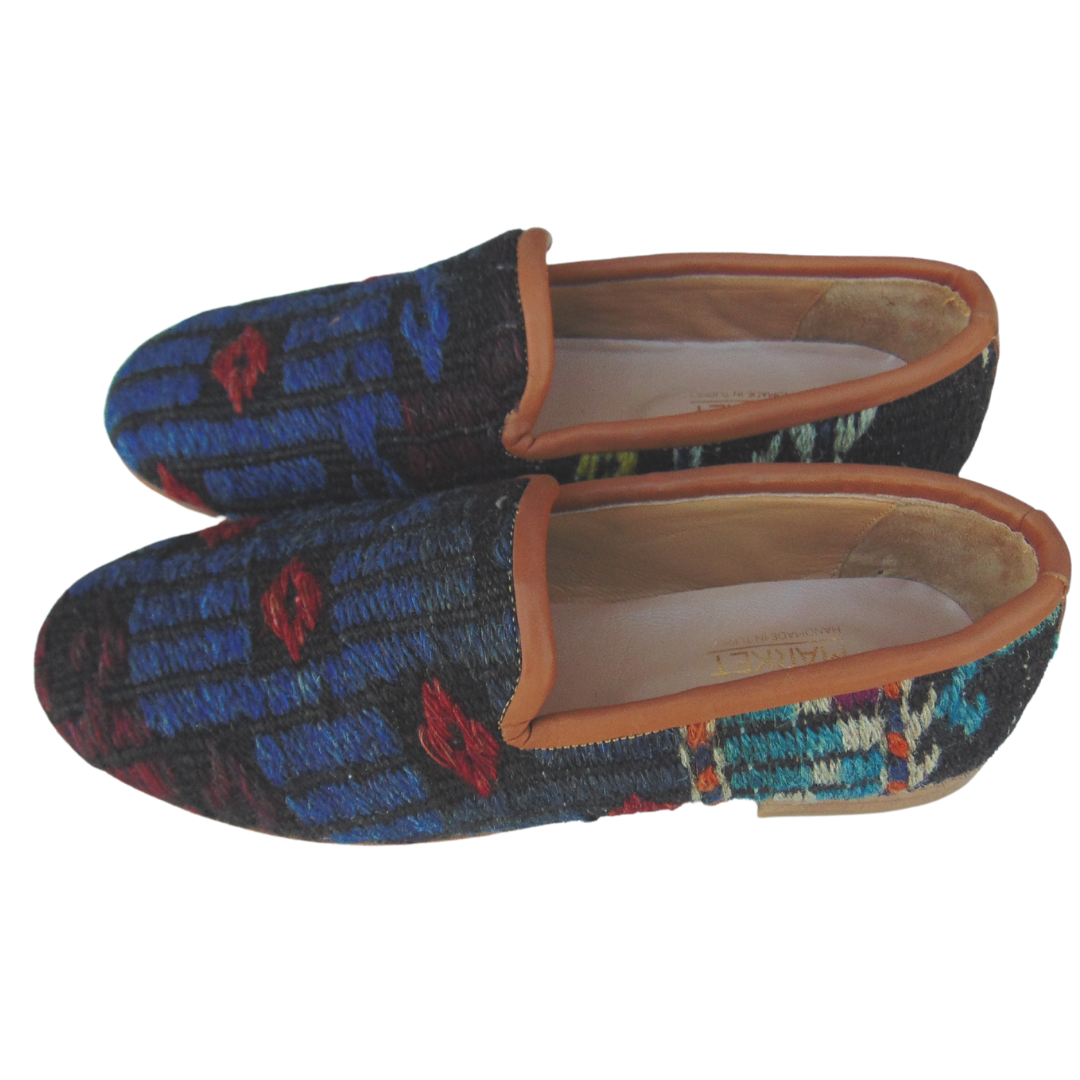 Ocelot Market Mens Turkish Kilim Loafer - Blue/Black | Garmentory
