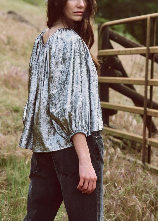 Mabel and Moss The Great Palmette Silver Metallic Top - multi | Garmentory