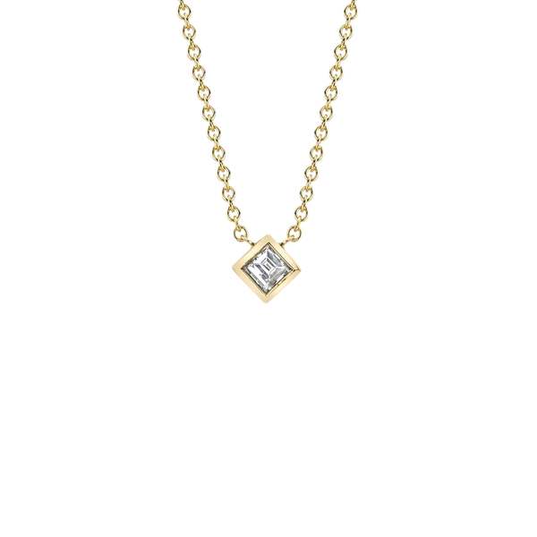 Lizzie Mandler Carre Diamond Bezel Solitaire Necklace - Yellow Gold ...