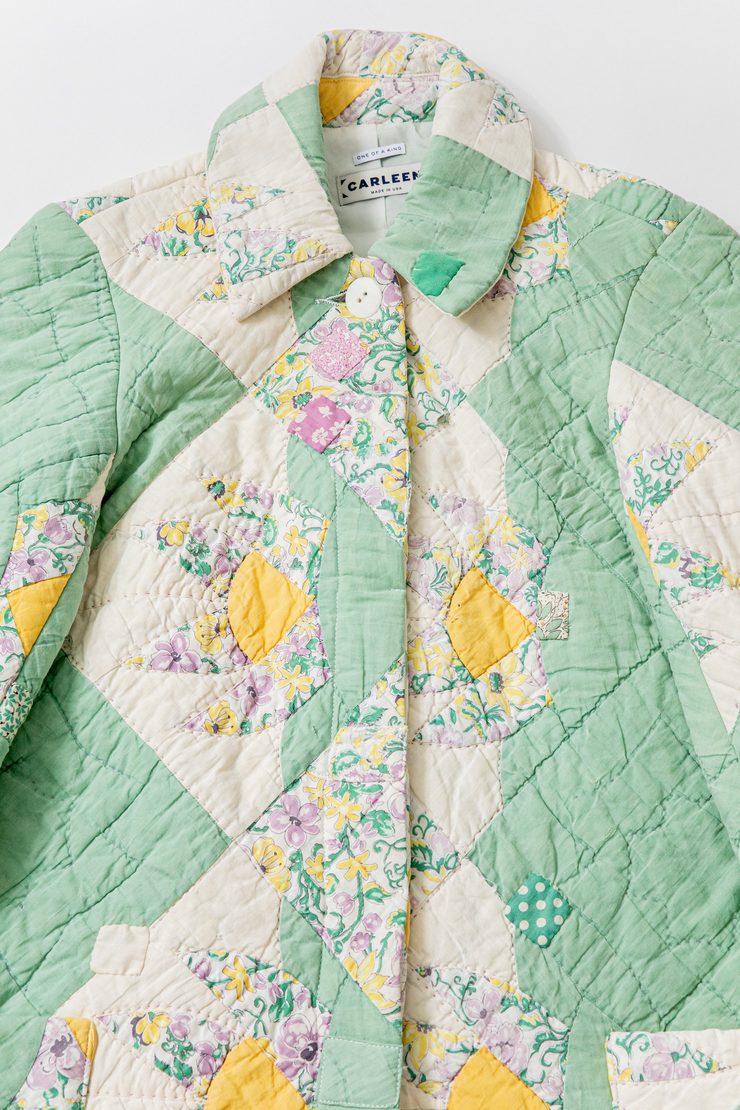 Carleen Original Quilt Coat - Mint Flower Bud | Garmentory