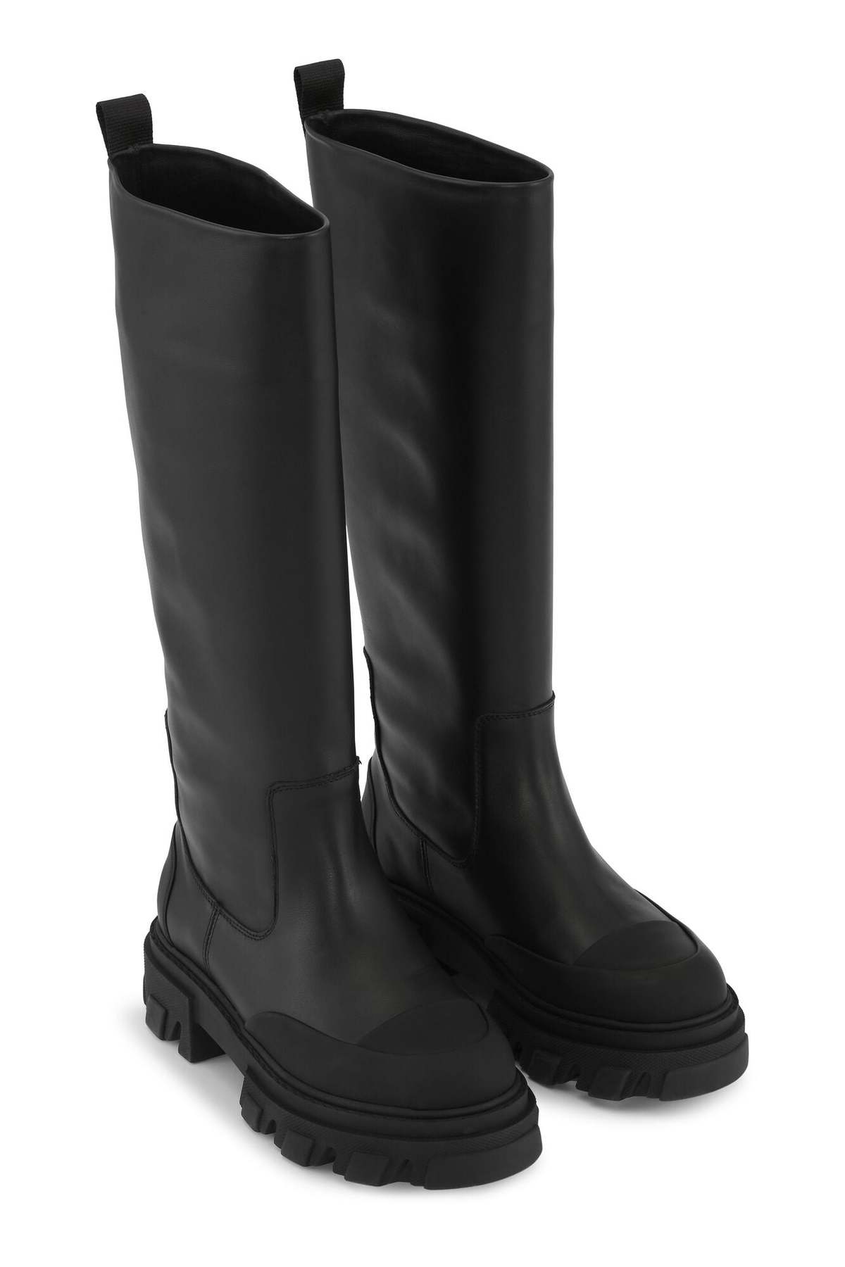 Ganni Cleated High Tubular Boot - Black | Garmentory