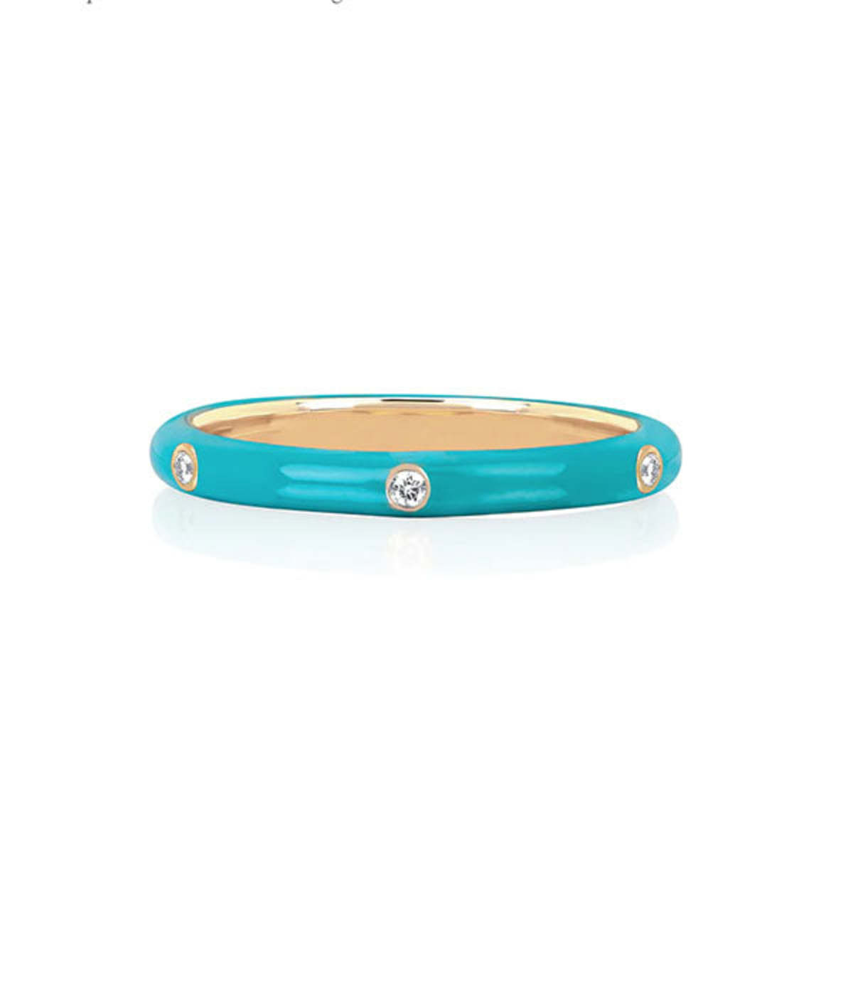 3 Diamond Turquoise Enamel Stack Ring - 14K | Garmentory