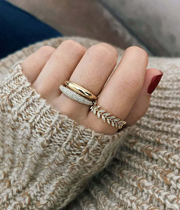 EF Collection Diamond Leaf Ring - 14K gold | Garmentory