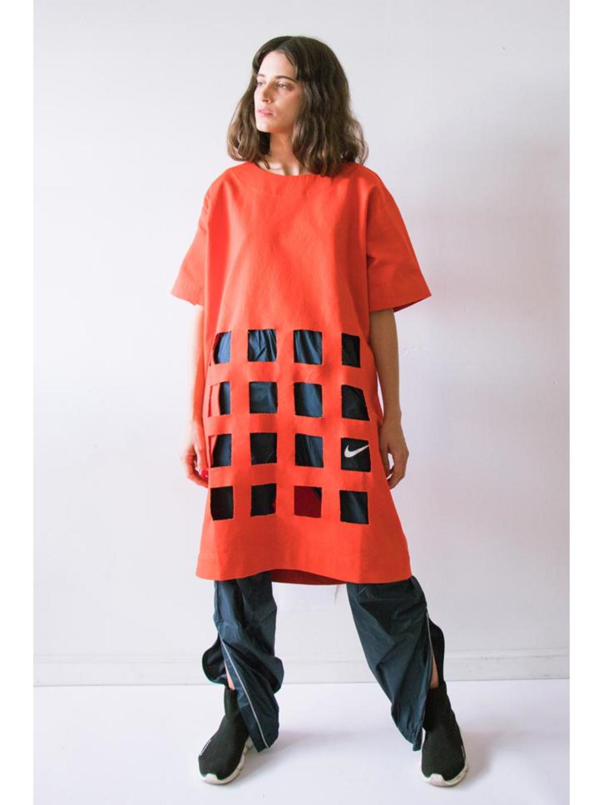 Nancy Stella Soto Denim Cut Out Dress - Vermillion | Garmentory