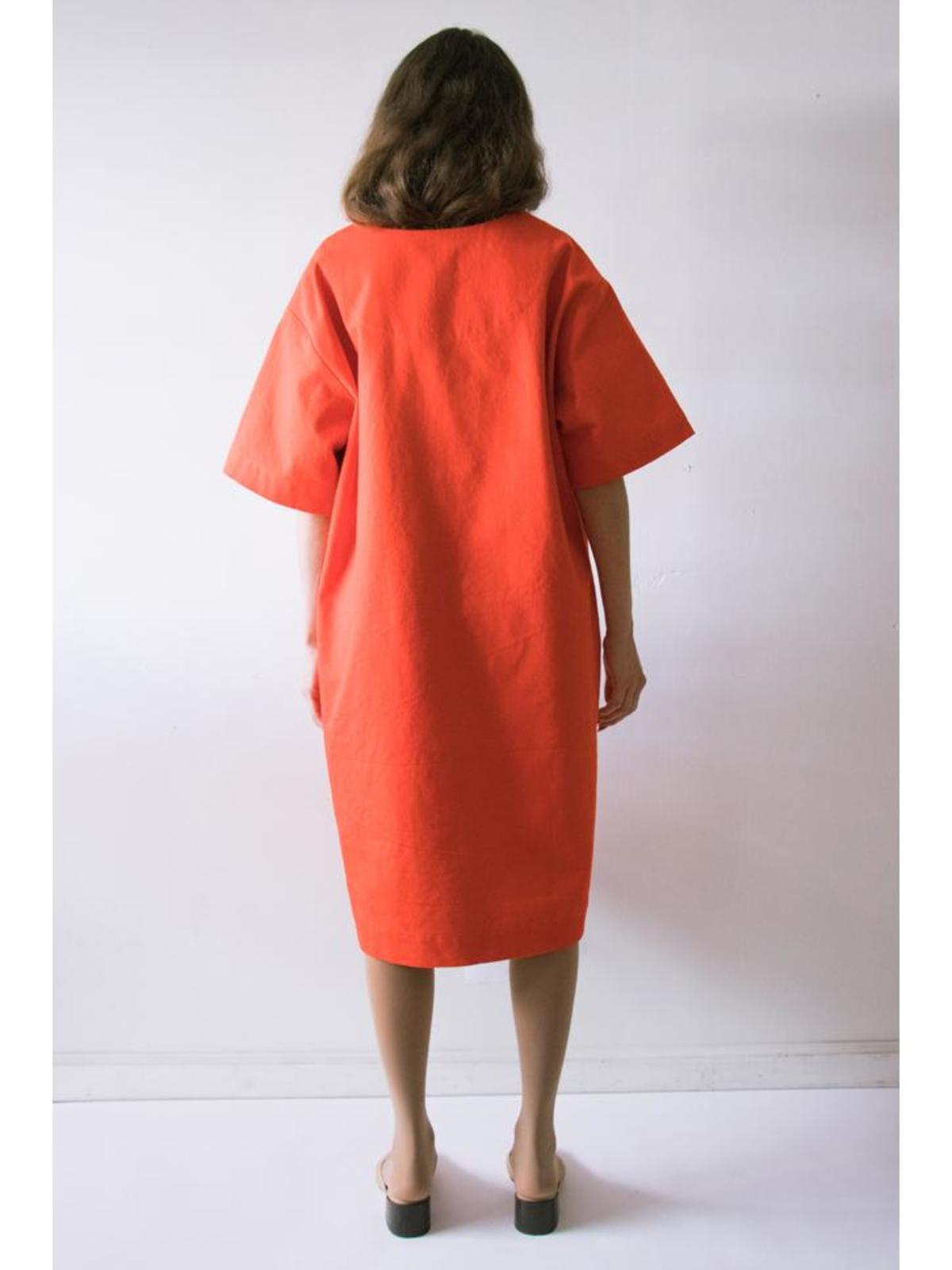 Nancy Stella Soto Denim Cut Out Dress - Vermillion | Garmentory