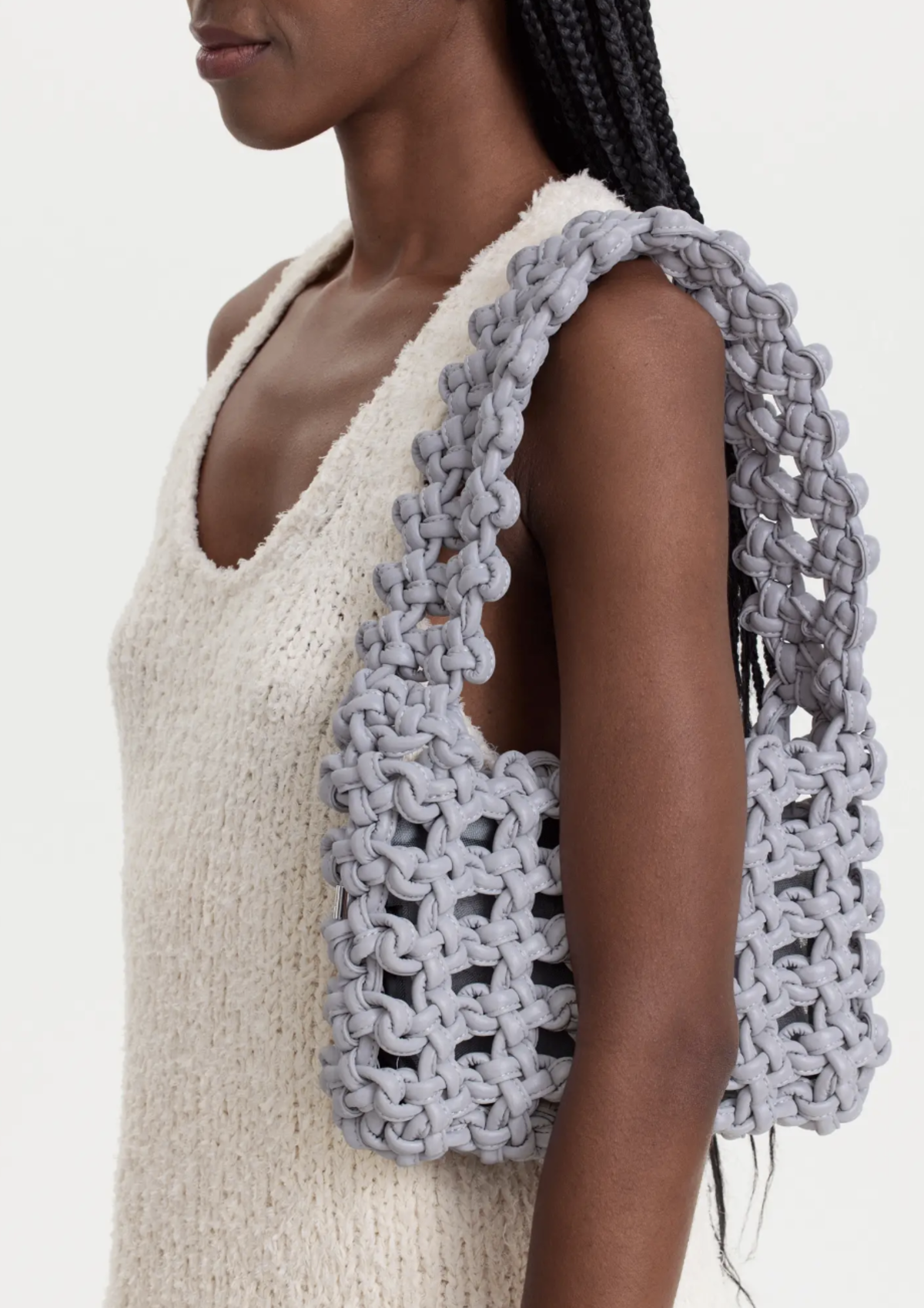 KARA Reflective Knot Armpit Zip Pouch Bag - Gray | Garmentory