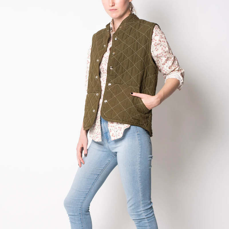 Utility Canvas Quilted Snap Vest | Garmentory