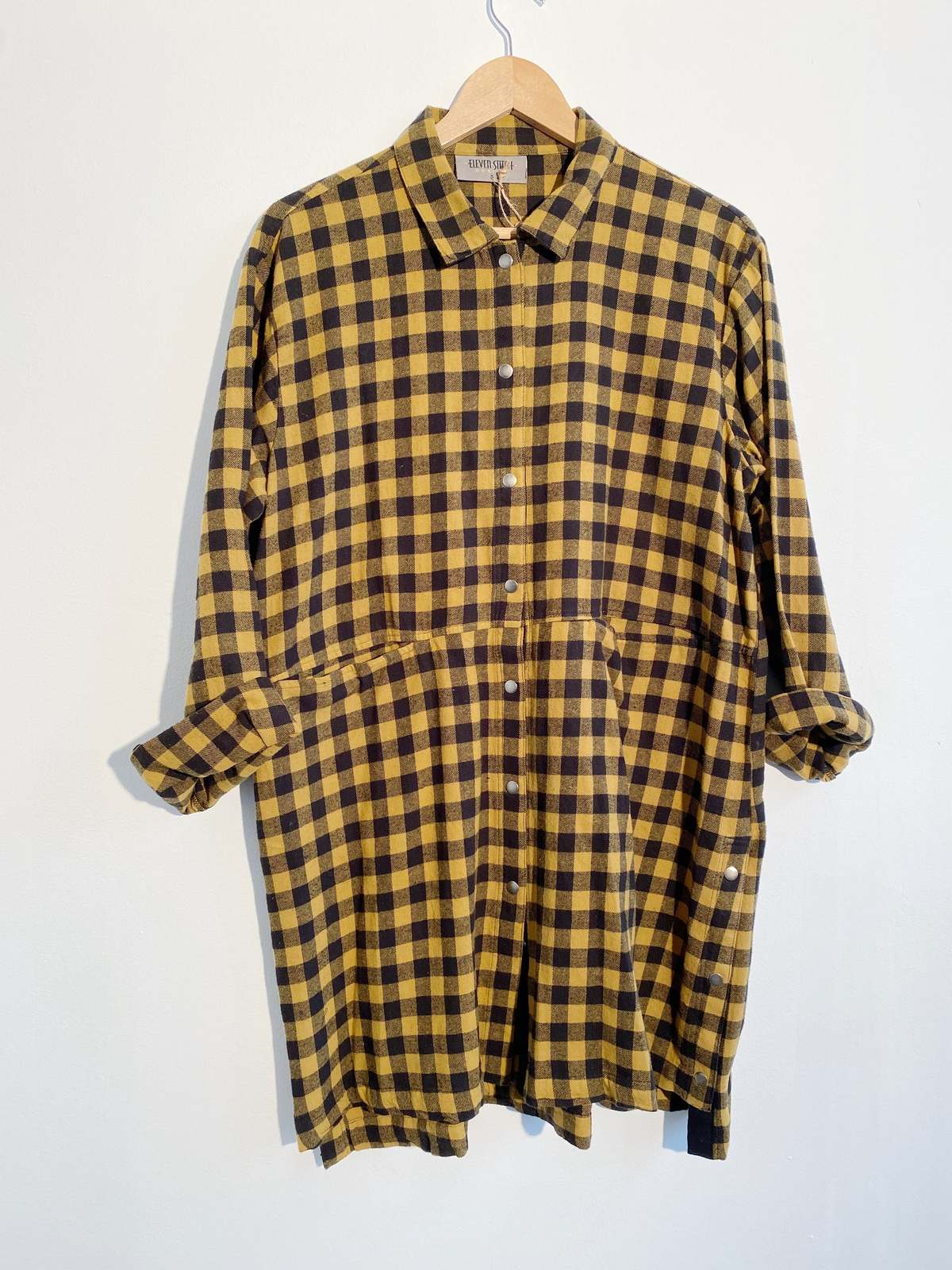 Eleven Stitch Front Pocket Duster - African Ochre Check | Garmentory