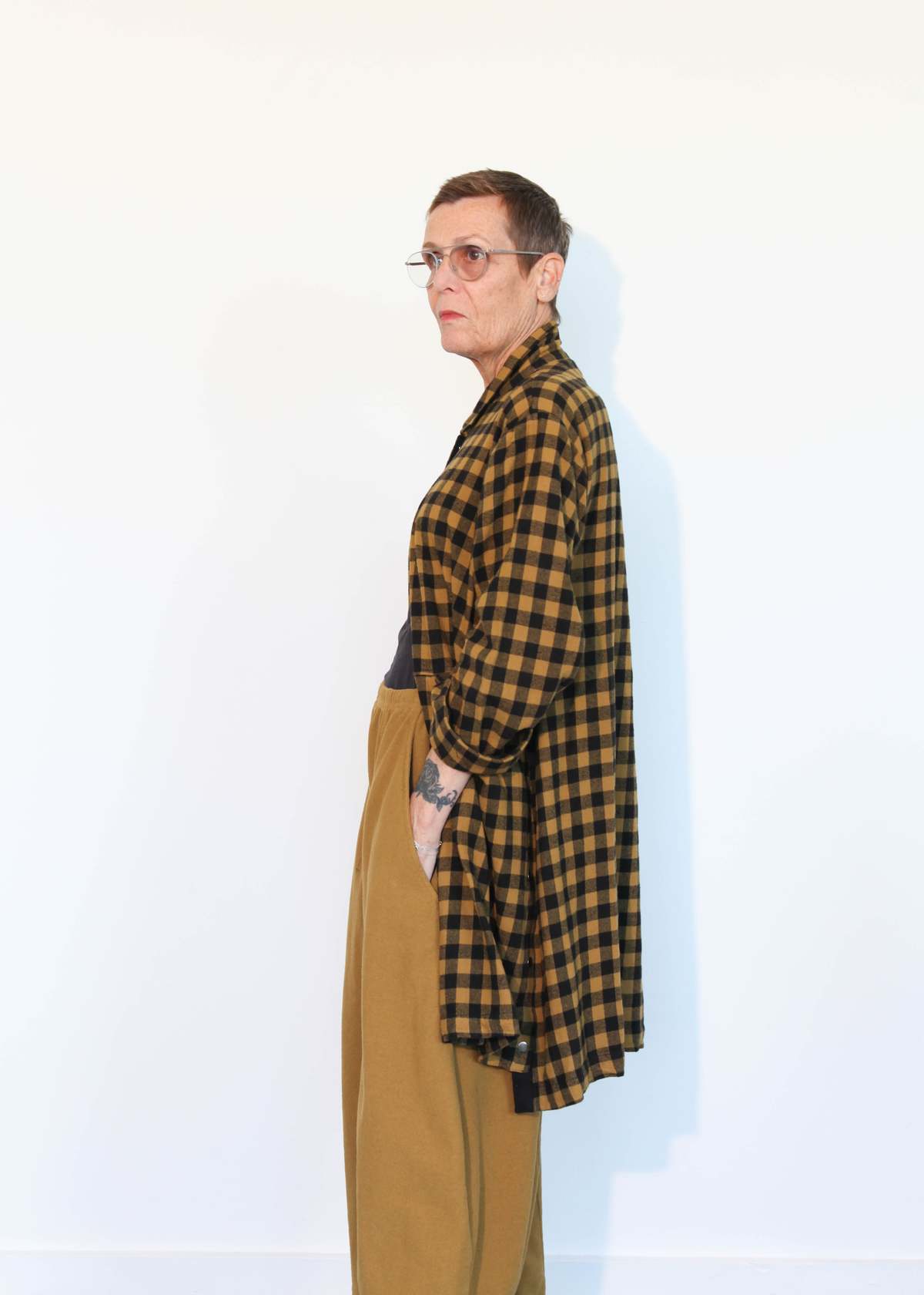 Eleven Stitch Front Pocket Duster - African Ochre Check | Garmentory