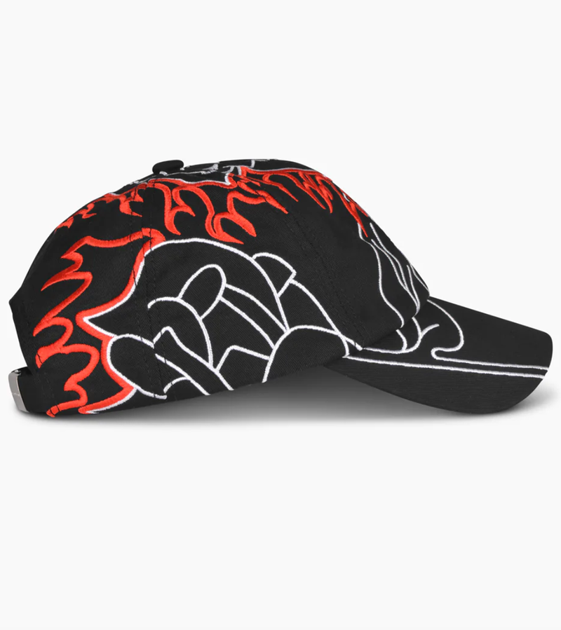 JORDANLUCA Burning Rose Cap - Black/Red | Garmentory