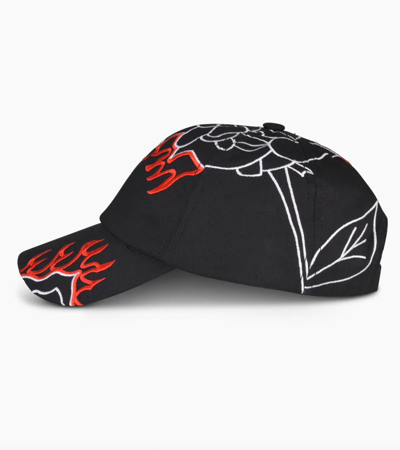 JORDANLUCA Burning Rose Cap - Black/Red | Garmentory
