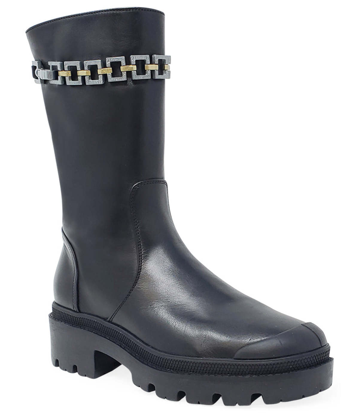 MADISON MAISON FOR PALLADIUM LEATHER CHAIN LINK BOOT - BLACK | Garmentory