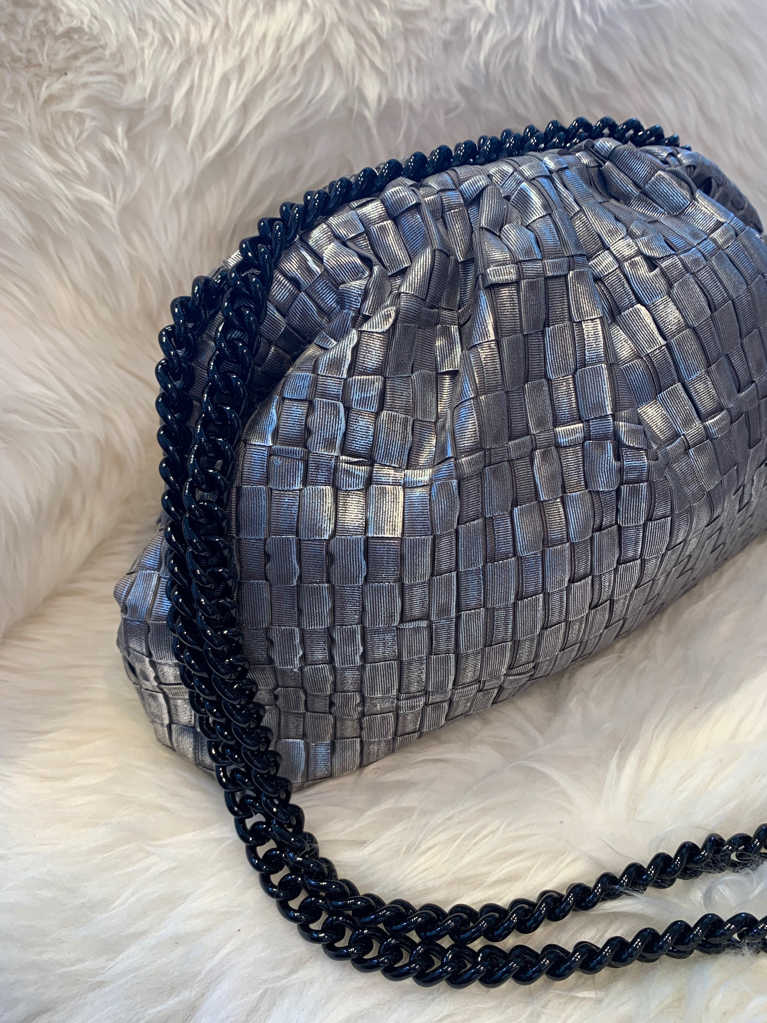 Maria La Rosa Laminated Ribbon Bag - Gray/Black | Garmentory