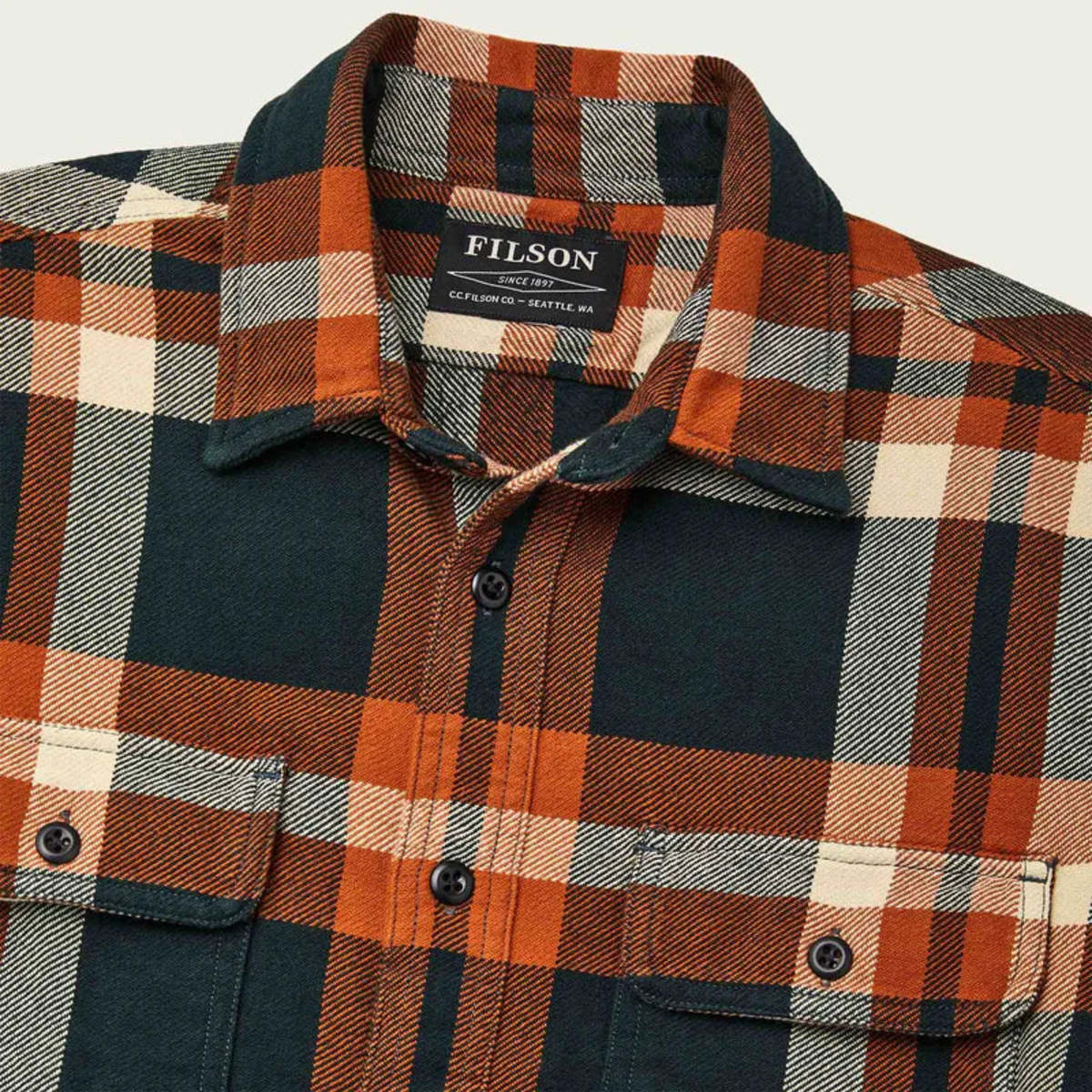 Filson Vintage Flannel Work Shirt - FIR/RIVER RUST | Garmentory