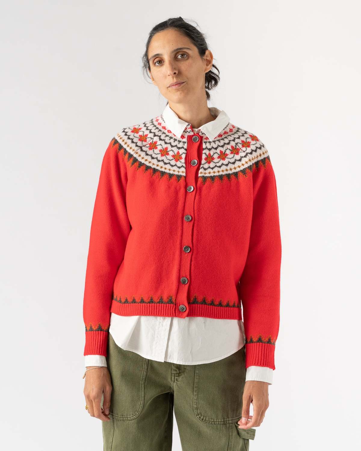 Alex Mill Hilde Fair Isle Cardigan - Flame Multi | Garmentory