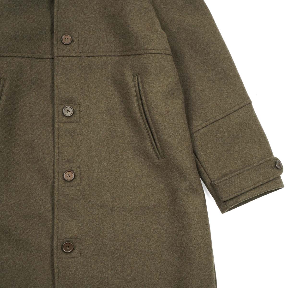 Our Legacy MOSS GREEN ABBEY MELTON DUFFEL Coat - Brown | Garmentory