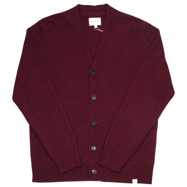 Norse Projects Adam Lambswool Cardigan - Burgundy | Garmentory