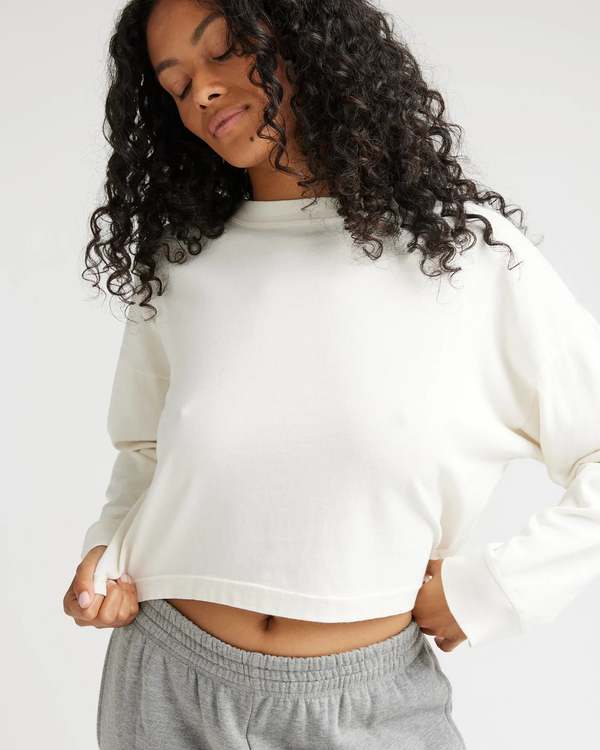Richer Poorer Relaxed Crop Long Sleeve - Bone | Garmentory