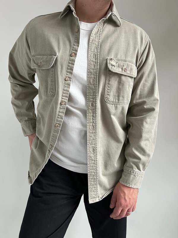 Vintage GOODSHOP BADSHOP Two Pocket Work Shirt - Limestone | Garmentory