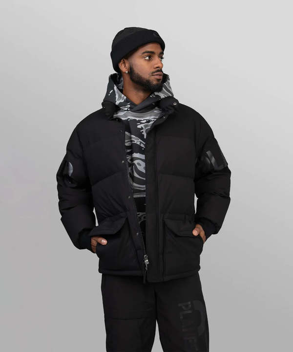 Paper Plane Solid Puffer Jacket - Black | Garmentory