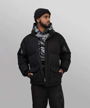 Paper Plane Solid Puffer Jacket - Black | Garmentory