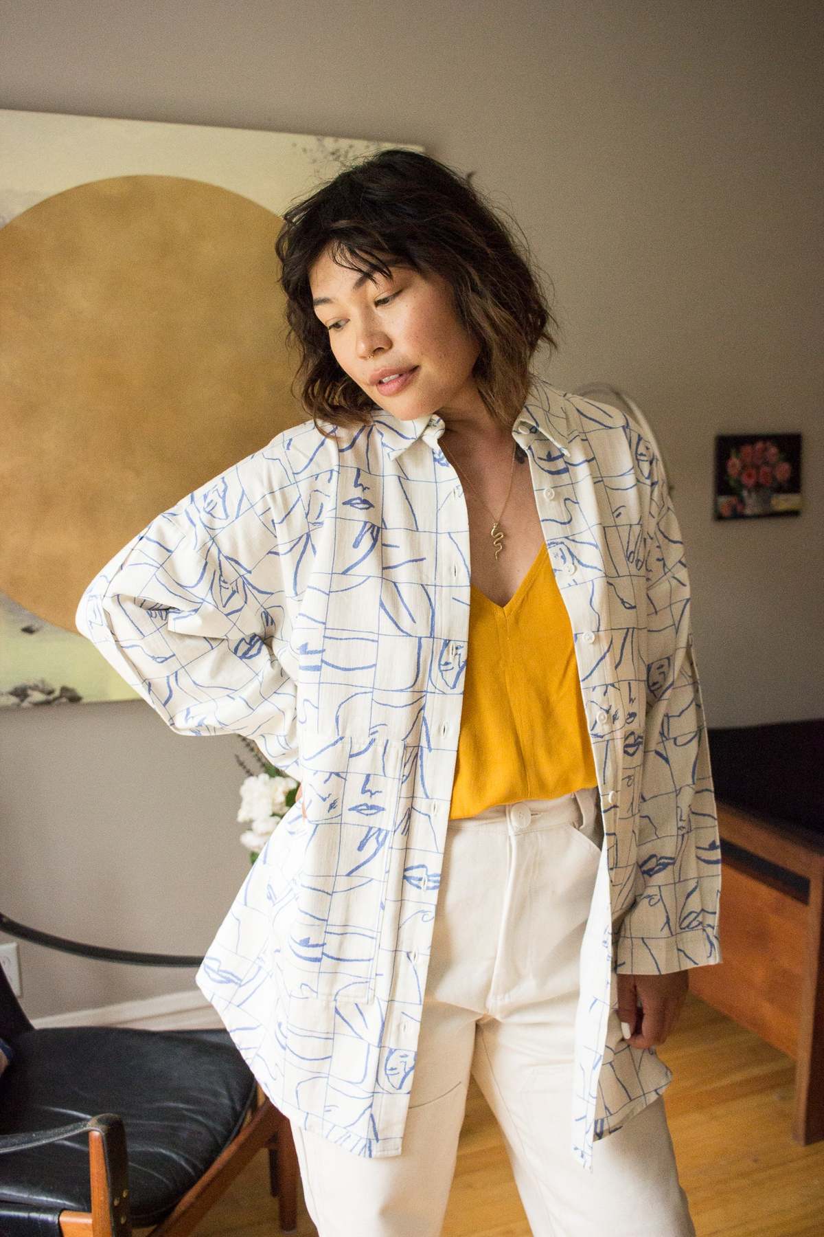 Eve Gravel Eleina Shirt - Vanilla/Blue | Garmentory
