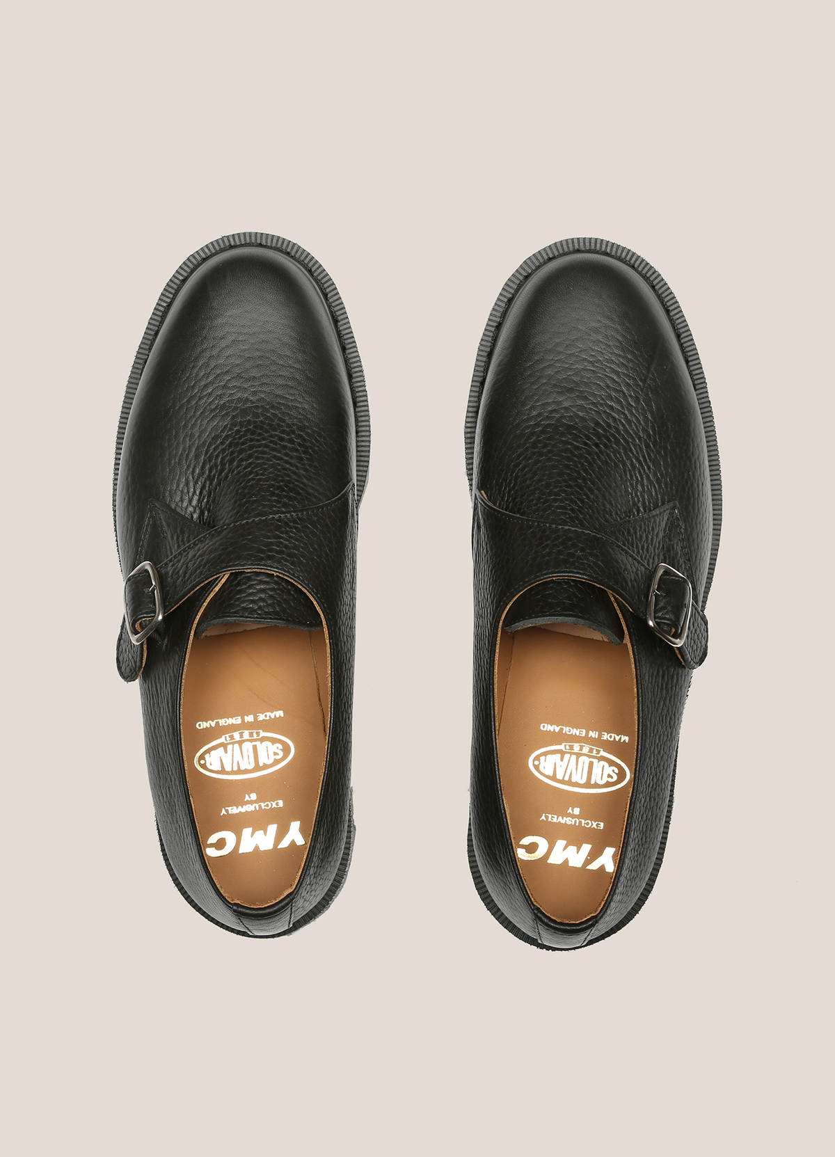 Solovair X YMC Mens Grain Leather Monk Shoes - Black | Garmentory