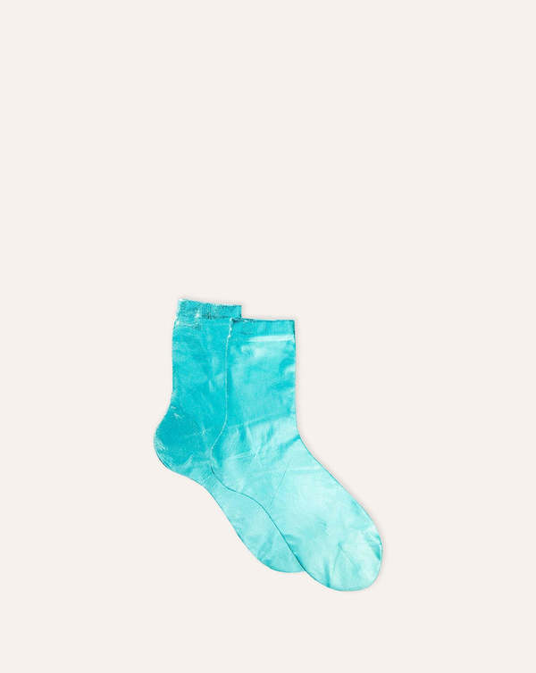 Maria La Rosa Laminated Metallic Sock - Aqua | Garmentory