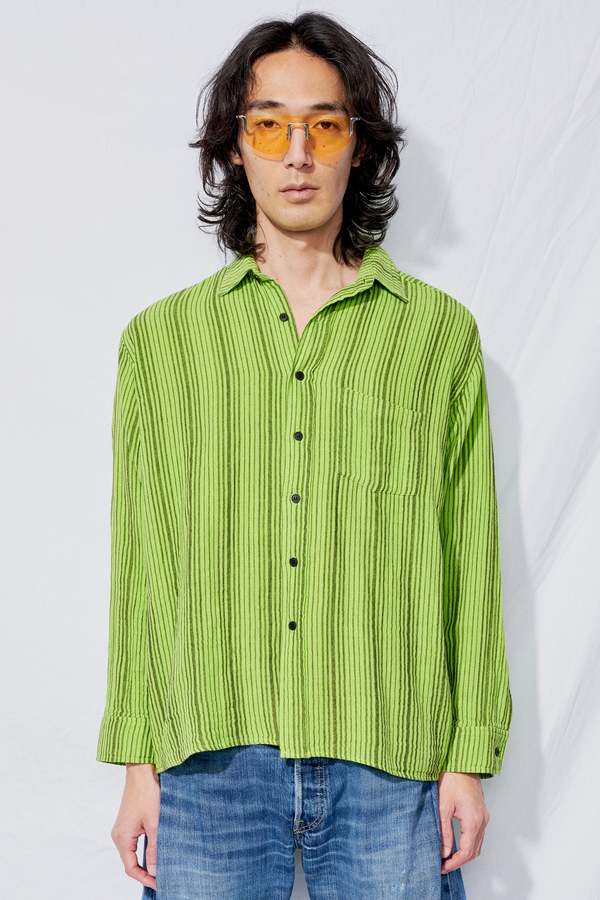 Assembly Loose Button Up - Green Overdye Stripe | Garmentory