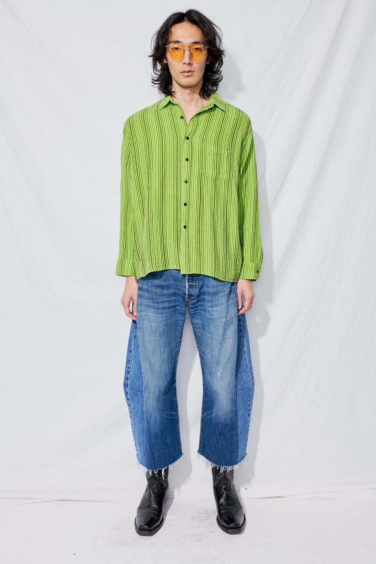 Assembly Loose Button Up - Green Overdye Stripe | Garmentory