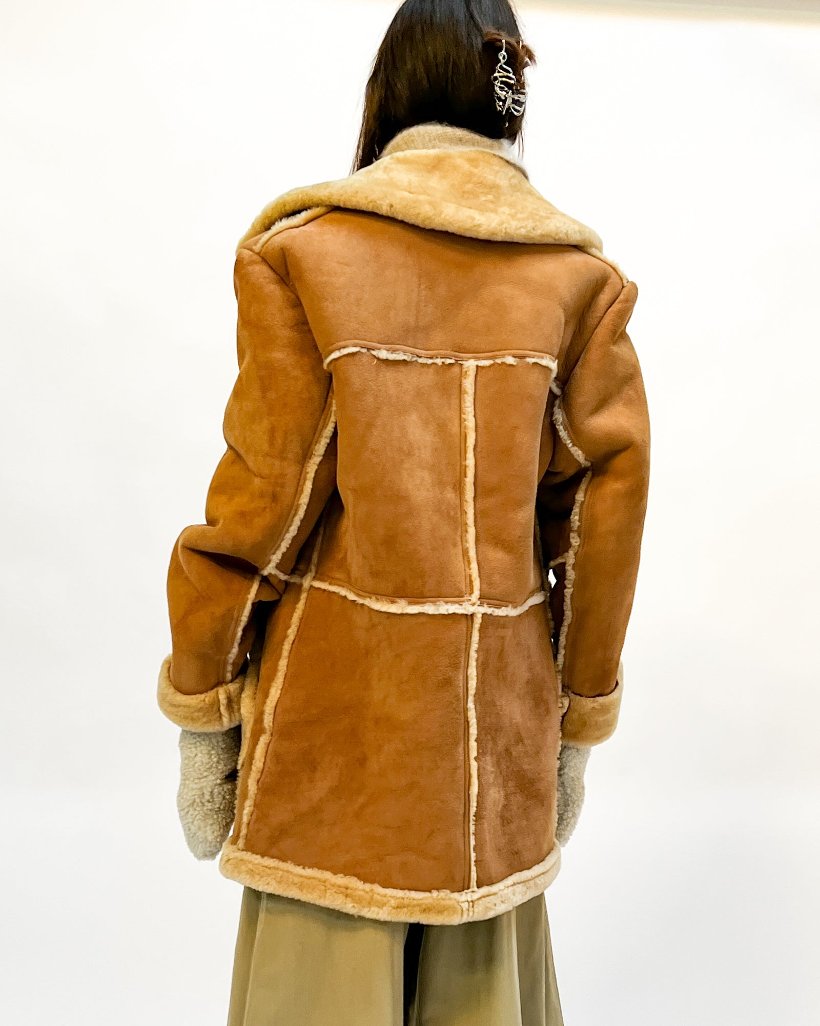 Suede Shearling Coat - Almond | Garmentory
