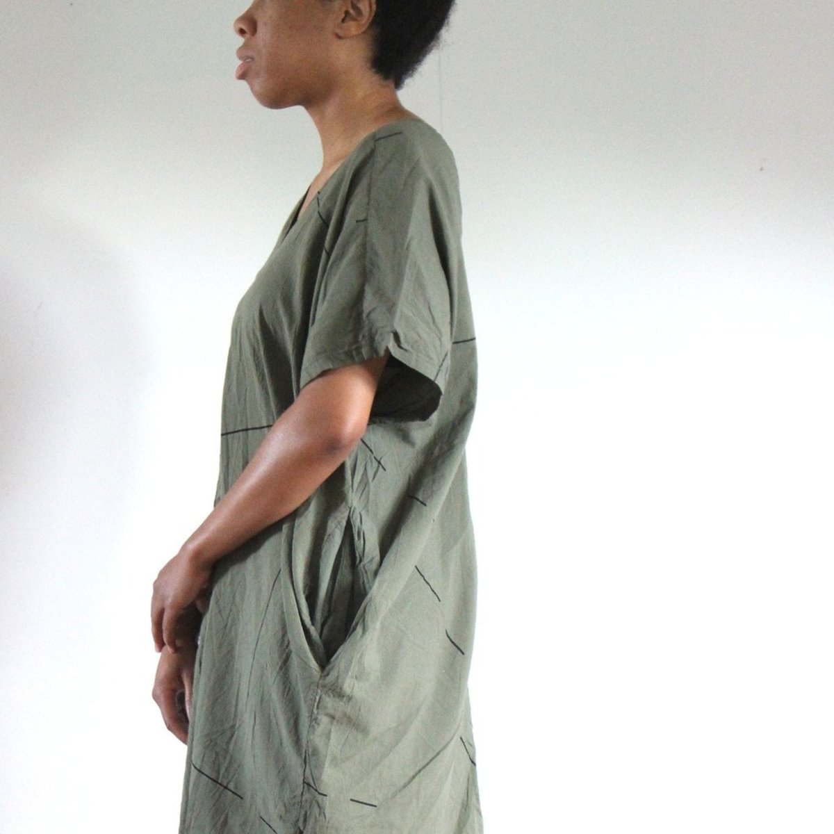 Uzi NYC Uzi Sage Beams V-Dress | Garmentory