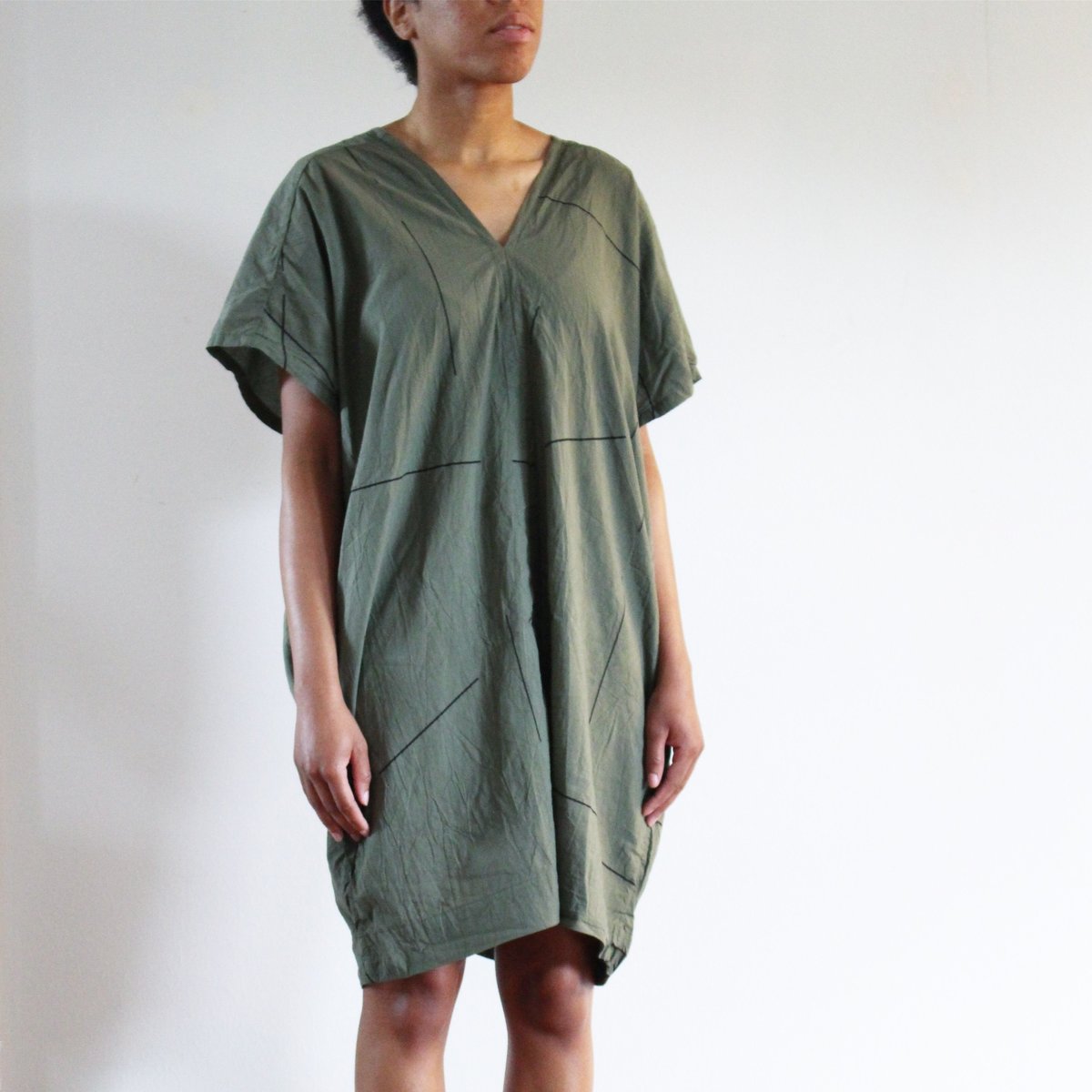 Uzi NYC Uzi Sage Beams V-Dress | Garmentory