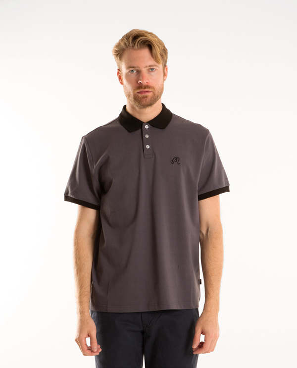 MALBON GOLF Max Pique Polo - Charcoal | Garmentory