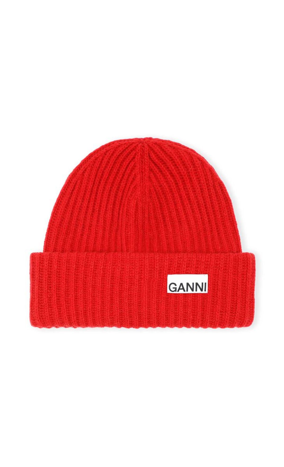 Ganni Structured Rib Beanie - High Risk Red | Garmentory