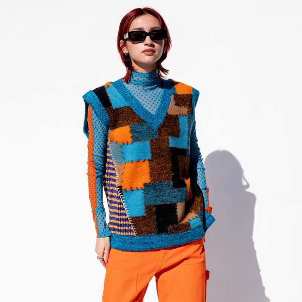 ANDERSSON BELL Patch Effect Hand Stitch Vest - Multi | Garmentory