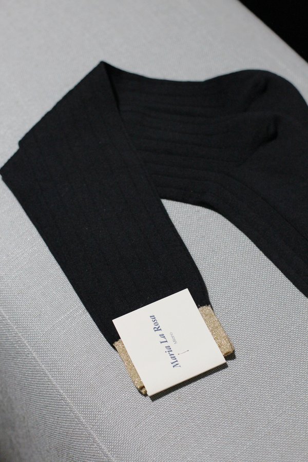MARIA LA ROSA KNEE HIGH SOCK - NERO/GOLD | Garmentory