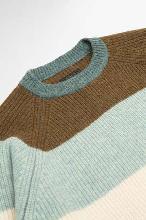 Beams Plus Crew Neck 5G Striped Sweater - Multi | Garmentory