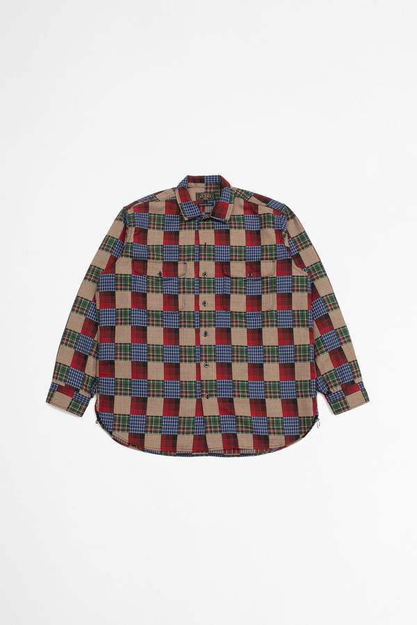 Beams Plus Classic Fit Dobby Check Work Shirt - Patchwork | Garmentory