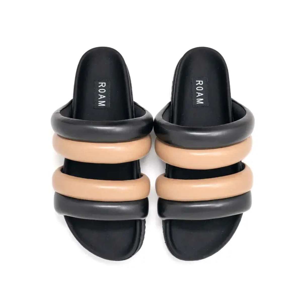 Roam Dbldbl Vegan Leather Puff Puff Sandals - Black/Beige | Garmentory