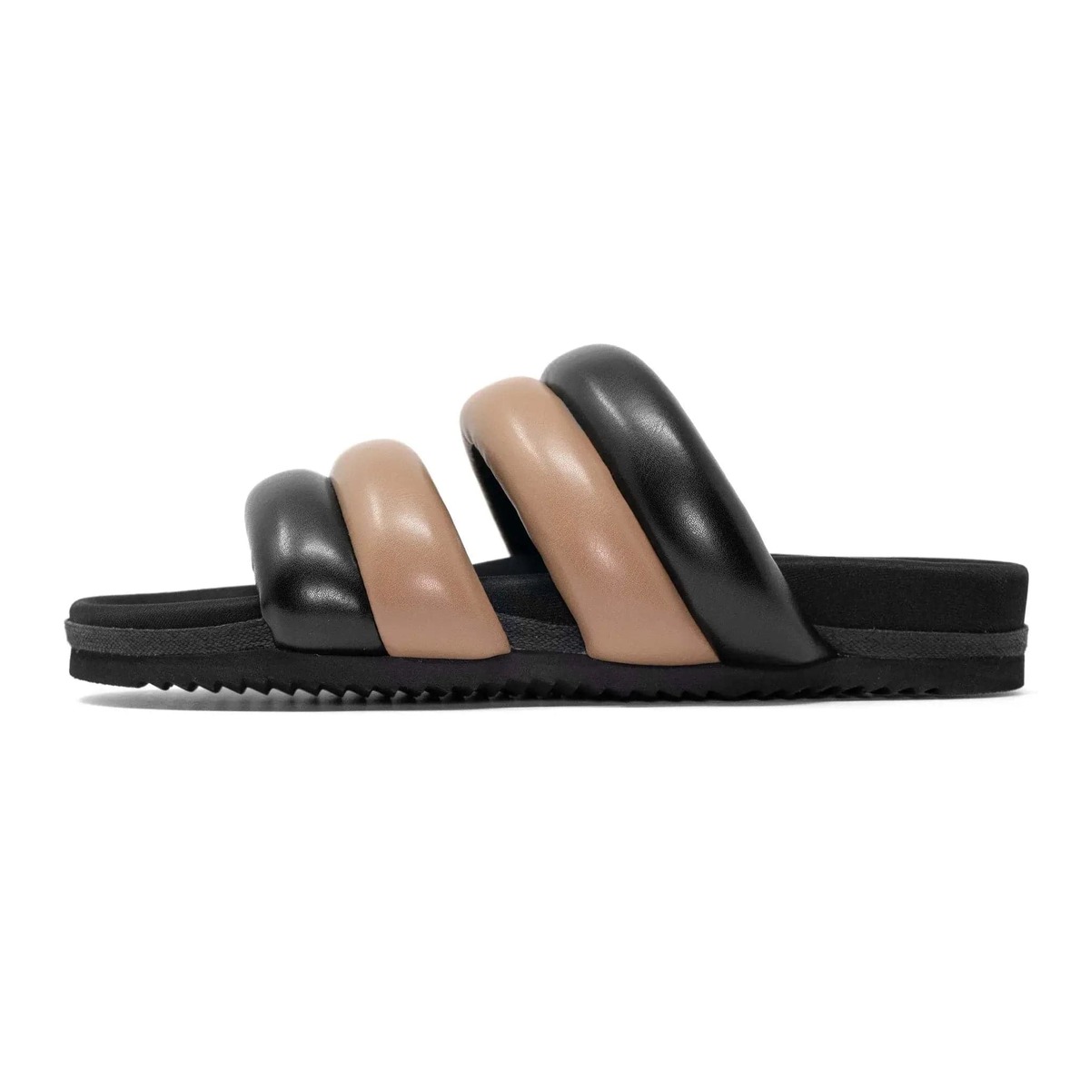 Roam Dbldbl Vegan Leather Puff Puff Sandals - Black/Beige | Garmentory